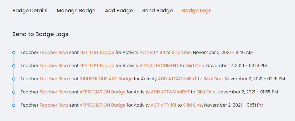 Badge Logs